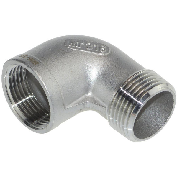 Edelstahl Winkel 90 Grad Innen- x Aussengewinde, 0,73