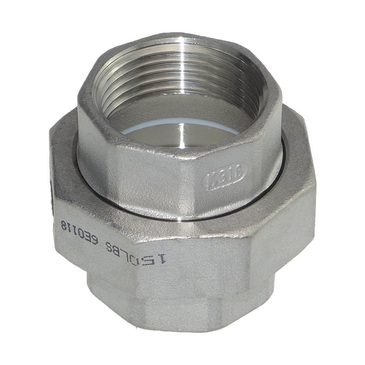 Edelstahl Verschraubung Innengewinde 1 1/2 Zoll flach , 10,96