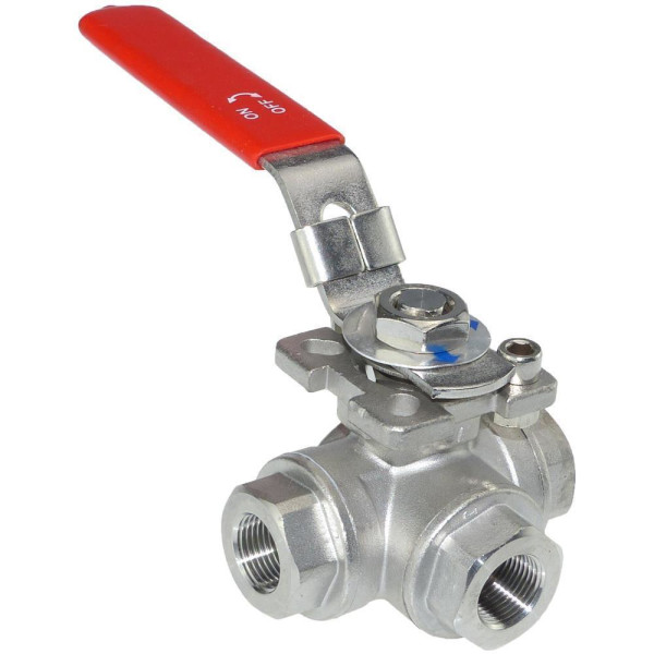 Edelstahl 3 Wege Kugelhahn L-Bohrung, 16,99