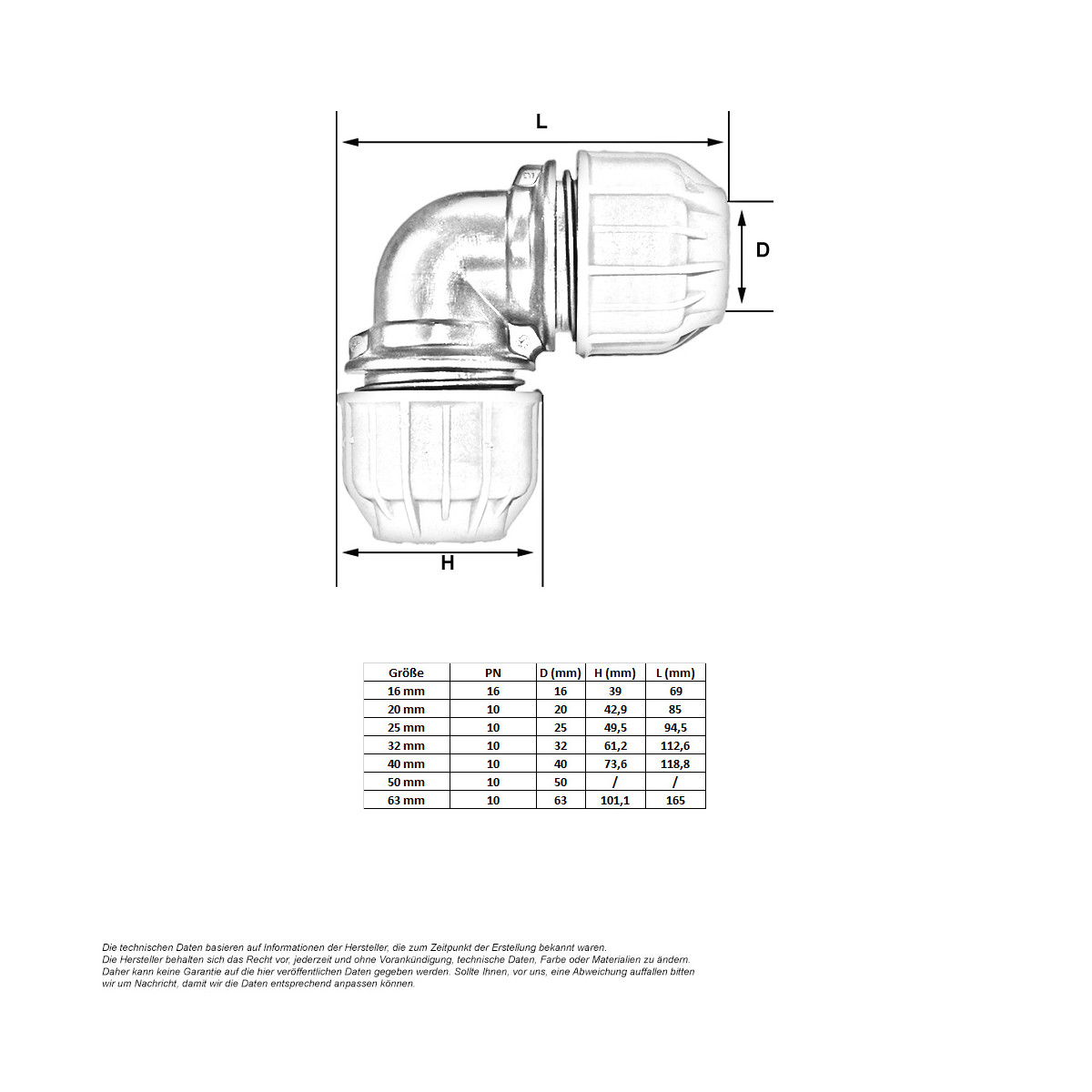 PE-Winkel Klemmmuffe (Elysee), 1,16