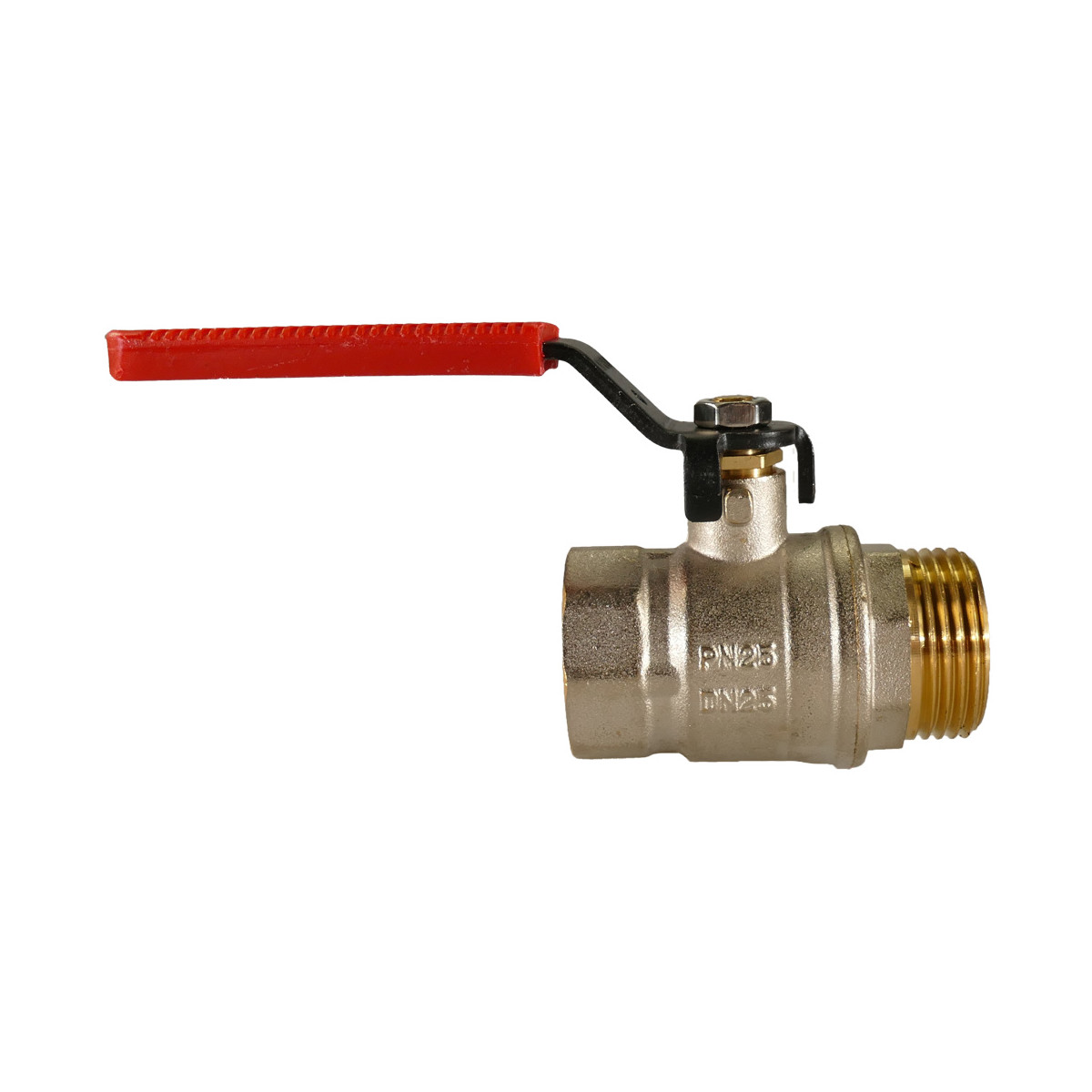 Messing Kugelhahn 1 1/4 Zoll rot, 12,91