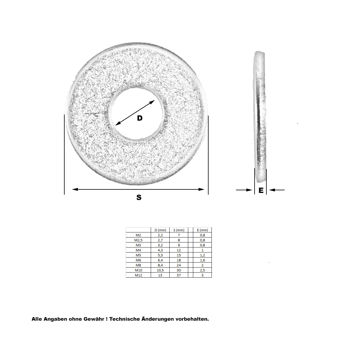 100 Stk. Unterlegscheibe für M5 (A2 - DIN 9021), 1,99